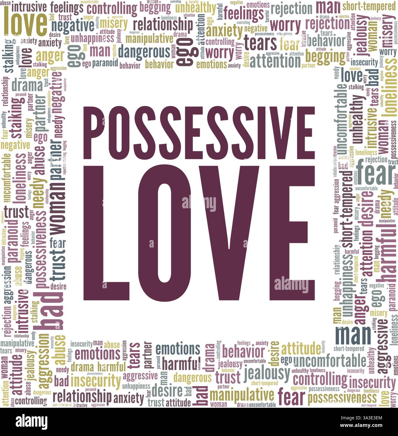 Possessive Love vector illustration word cloud isolated on a white ...