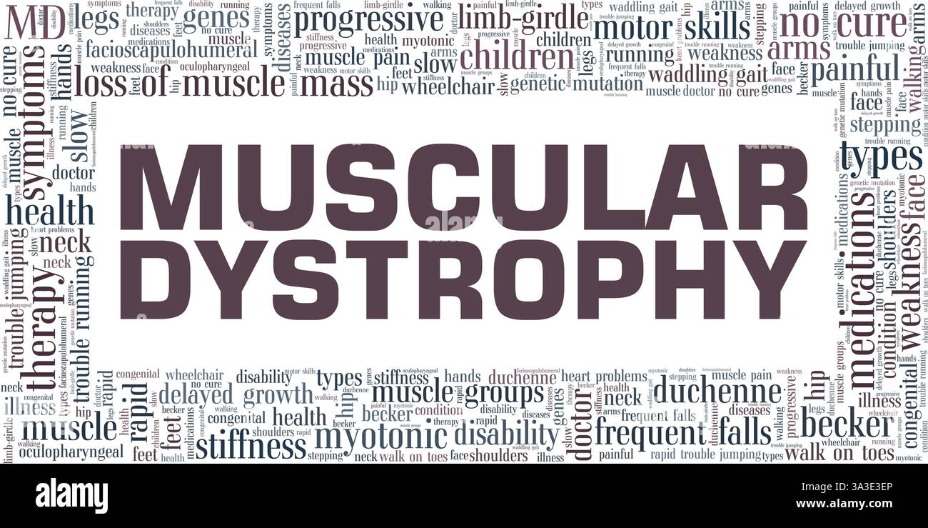 Muscular Dystrophy vector illustration word cloud isolated on white ...