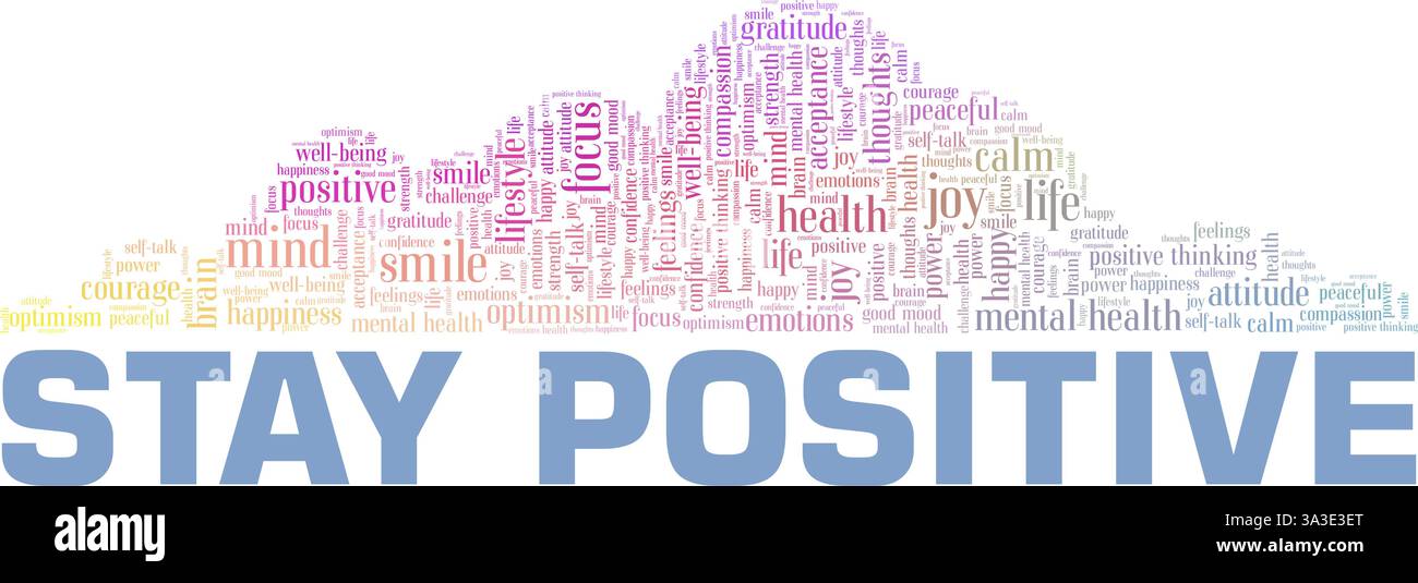 Stay Positive vector illustration word cloud isolated on a white ...