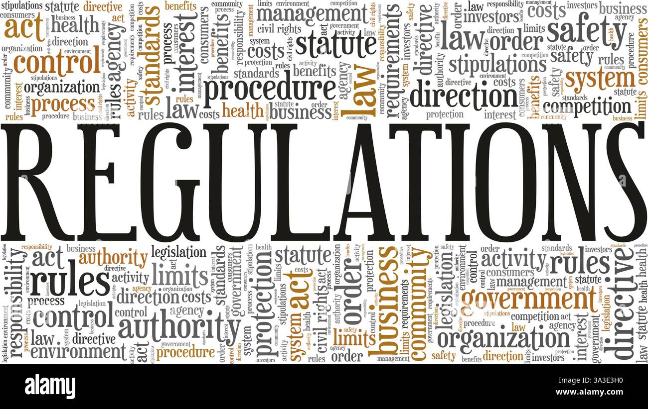 Regulations vector illustration word cloud isolated on white background ...