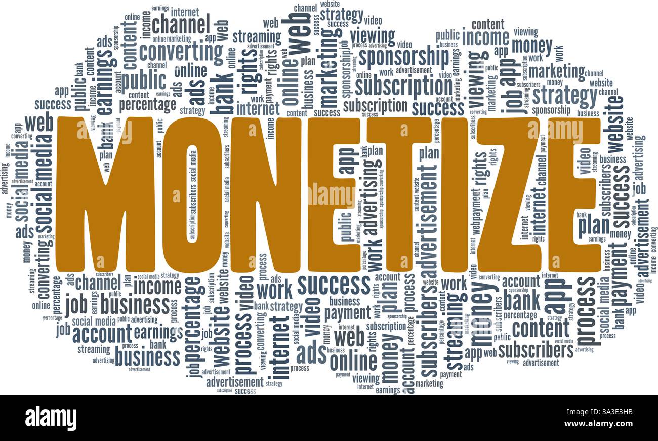 Monetize vector illustration word cloud isolated on white background ...