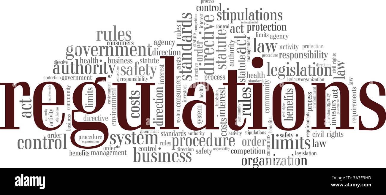 Regulations vector illustration word cloud isolated on white background ...