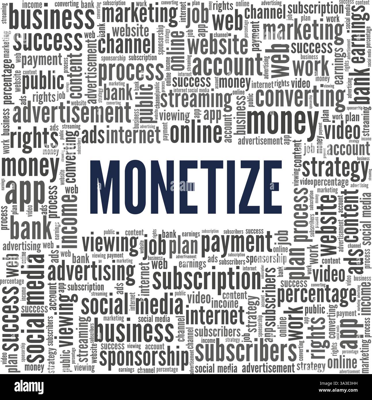 Monetize vector illustration word cloud isolated on white background ...