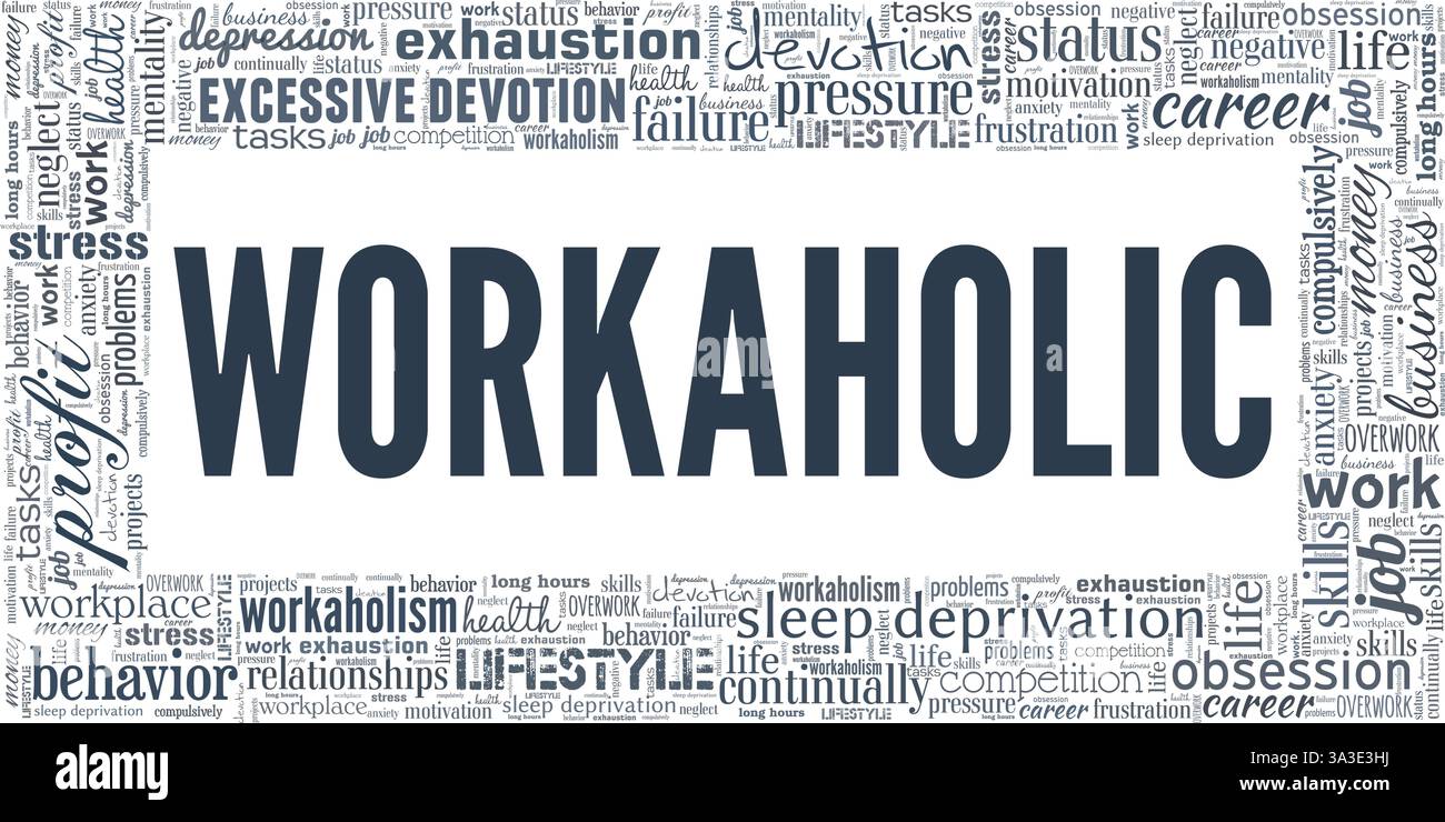 Workaholic vector illustration word cloud isolated on a white ...