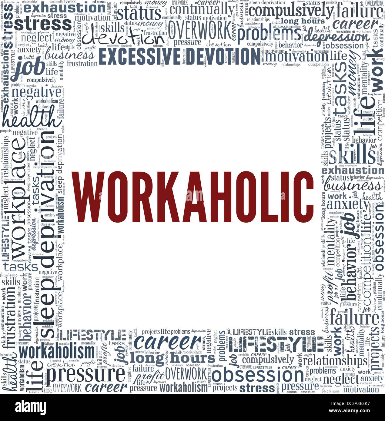 Workaholic vector illustration word cloud isolated on a white ...