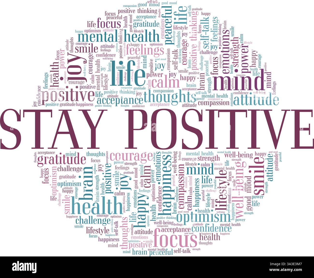 Stay Positive vector illustration word cloud isolated on a white ...