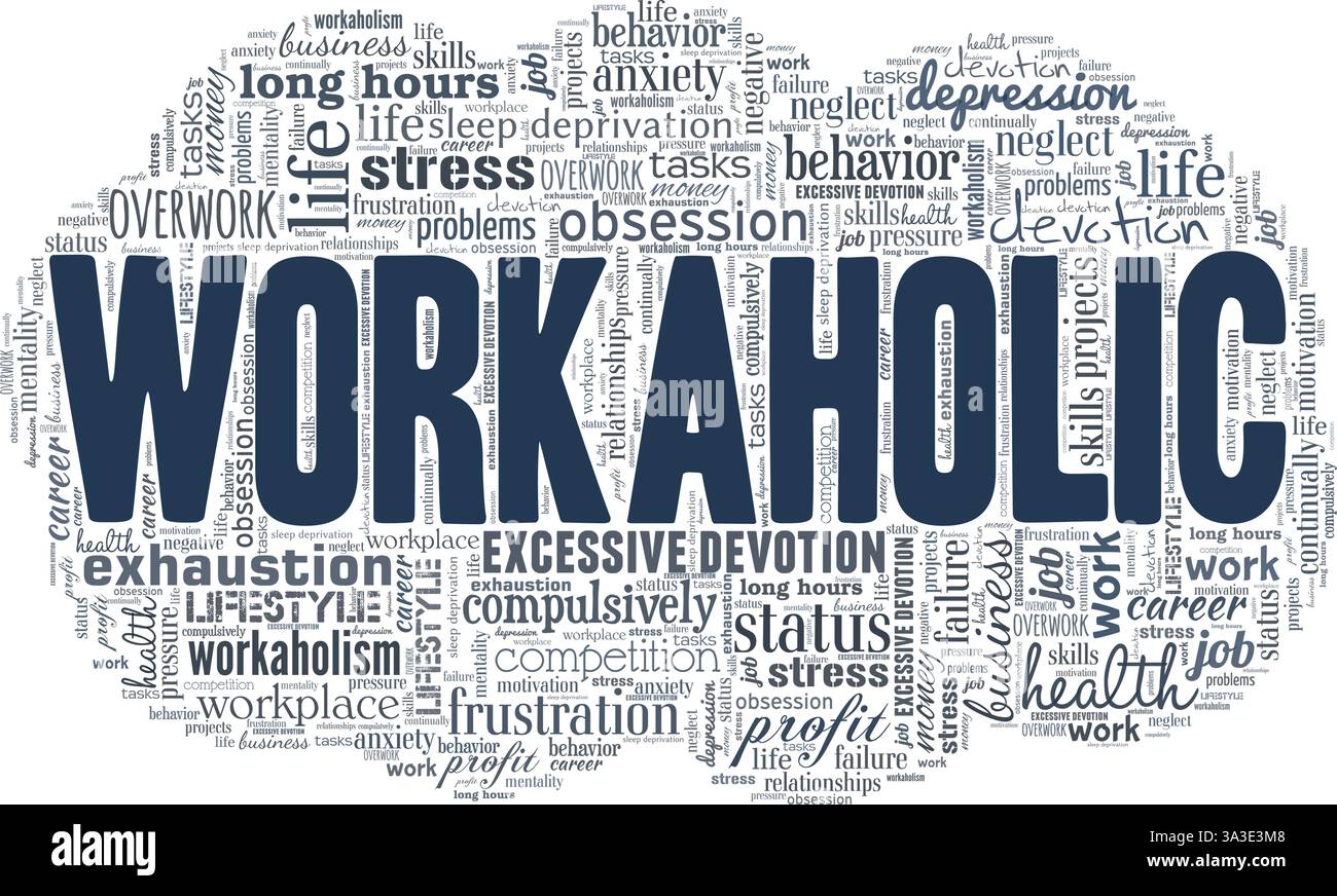Workaholic vector illustration word cloud isolated on a white ...