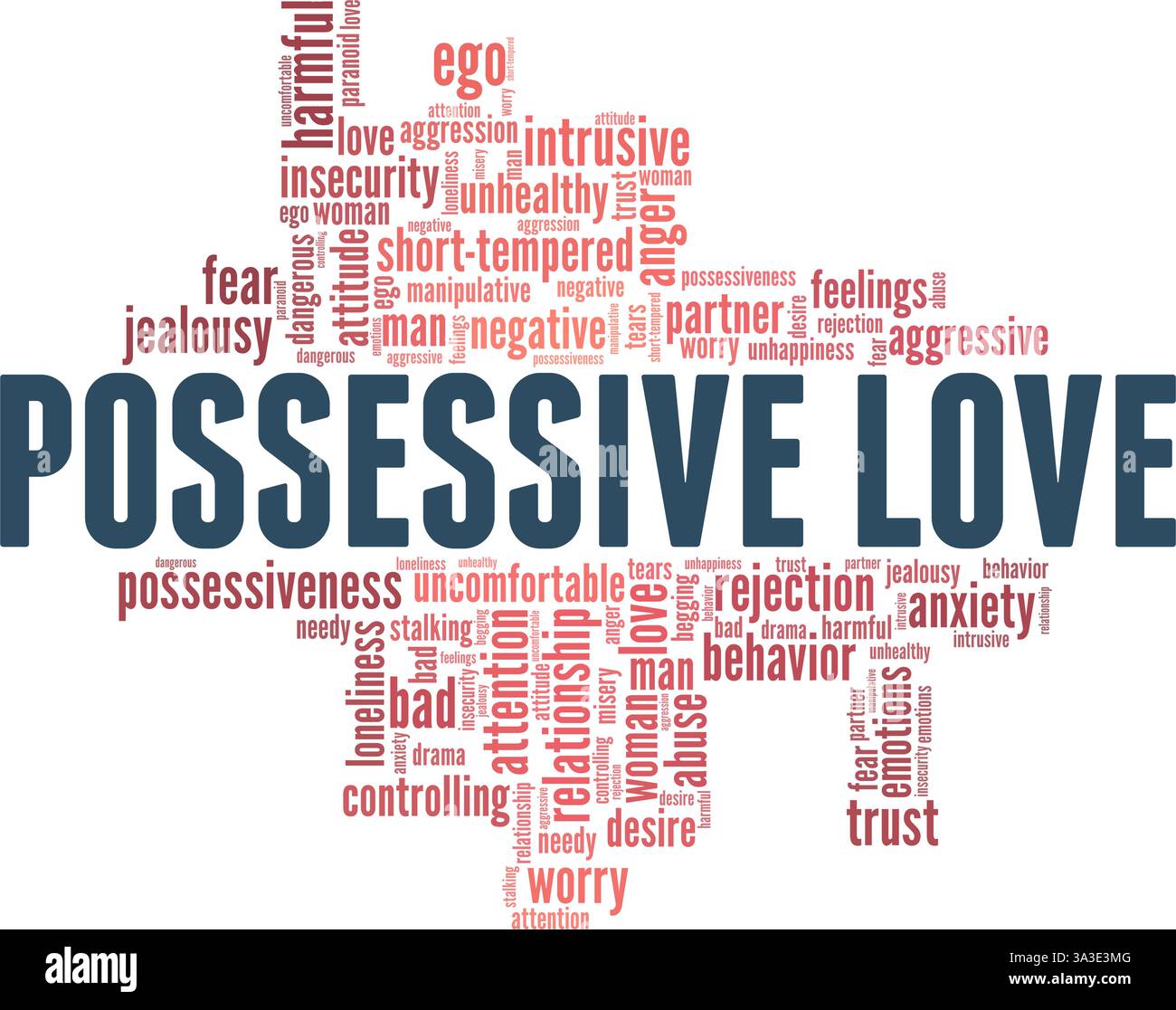 Possessive Love vector illustration word cloud isolated on a white ...