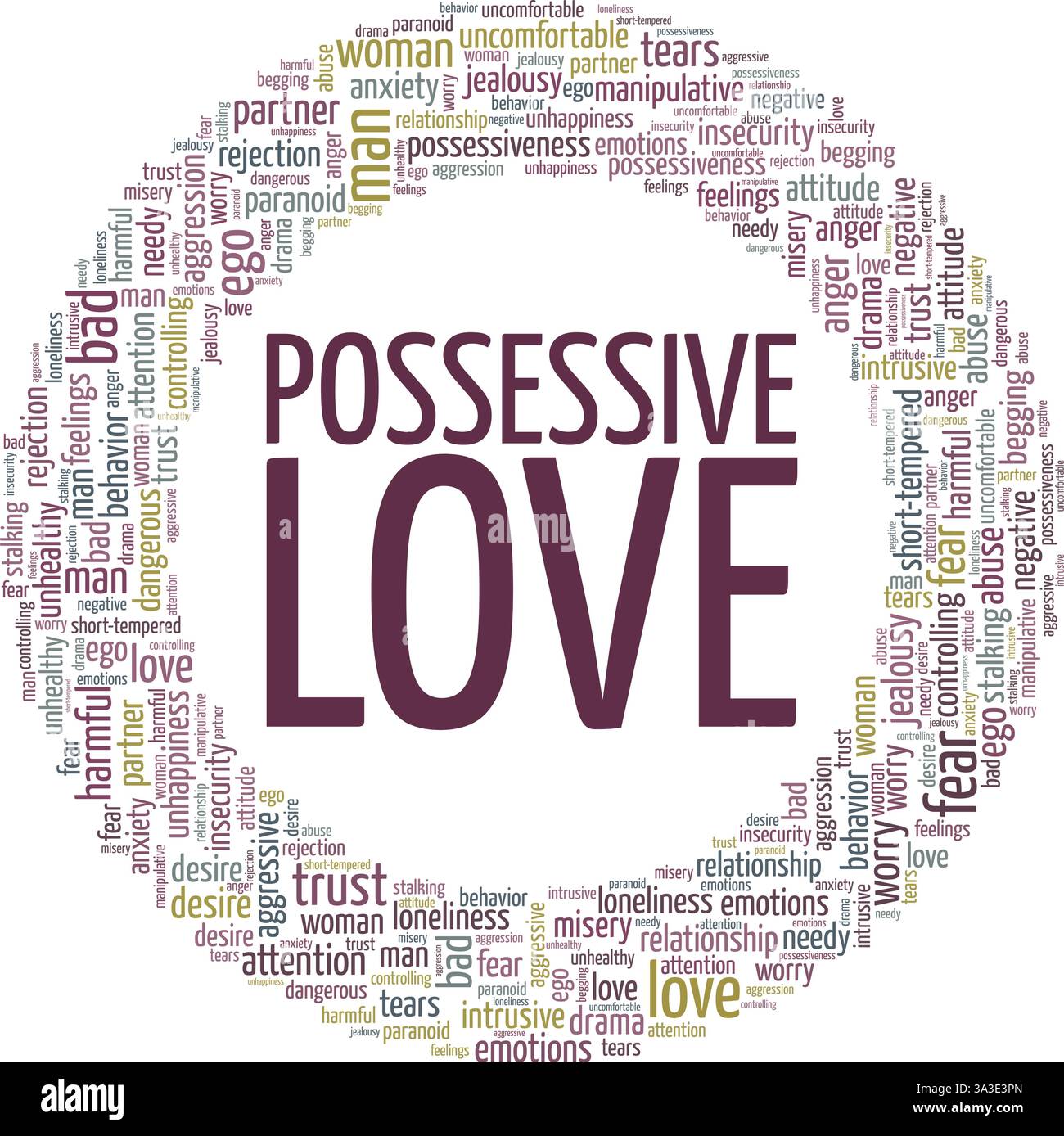 Possessive Love vector illustration word cloud isolated on a white ...
