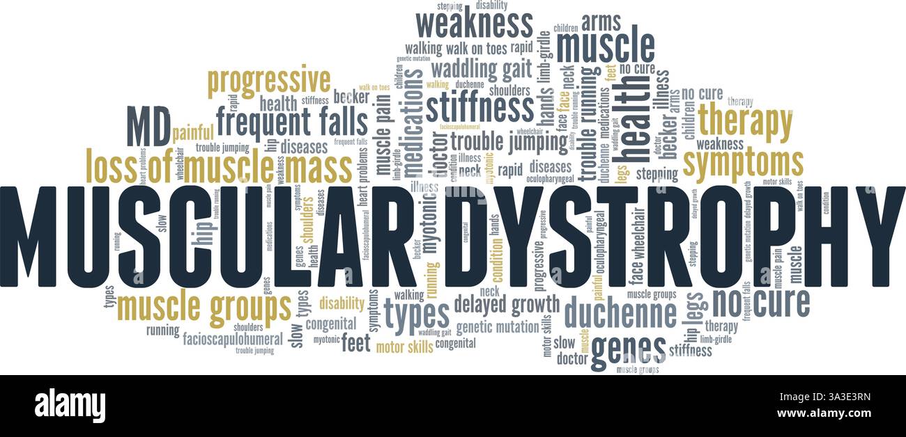 Muscular Dystrophy vector illustration word cloud isolated on white ...
