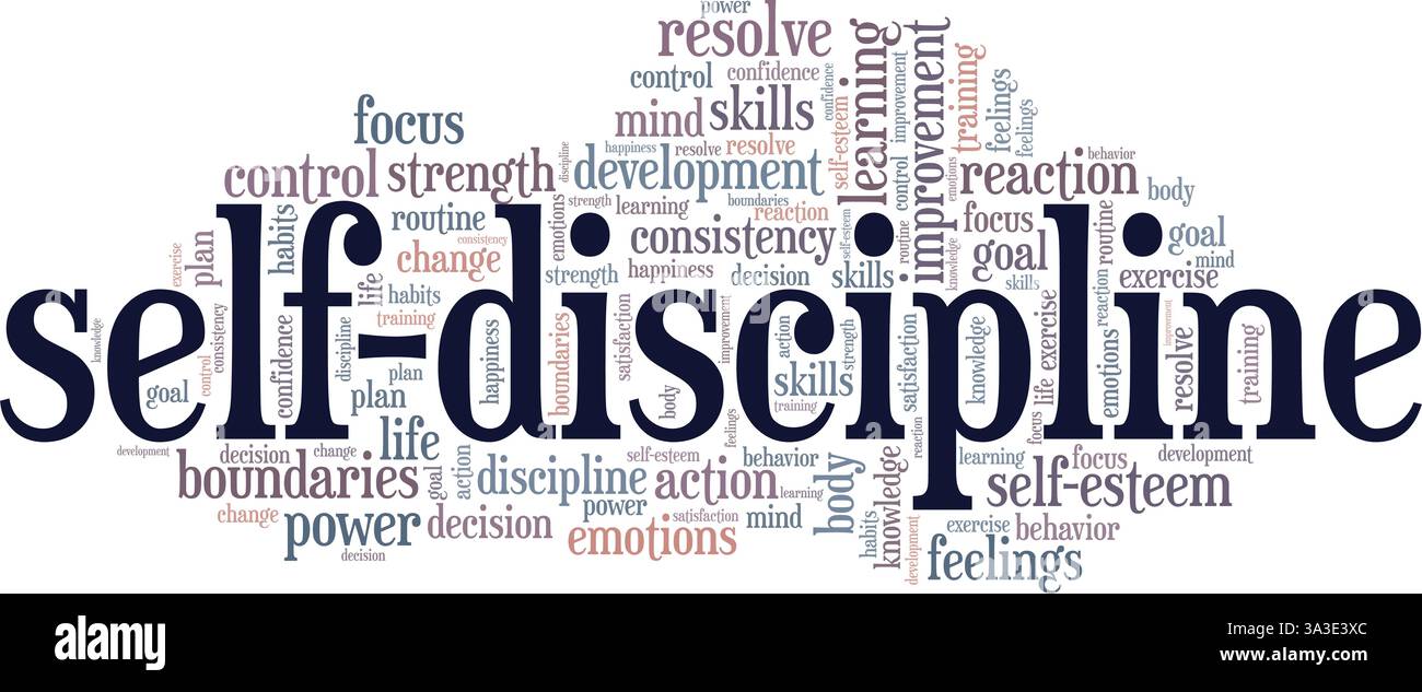 Self-Discipline vector illustration word cloud isolated on a white background Stock Vector Image ...