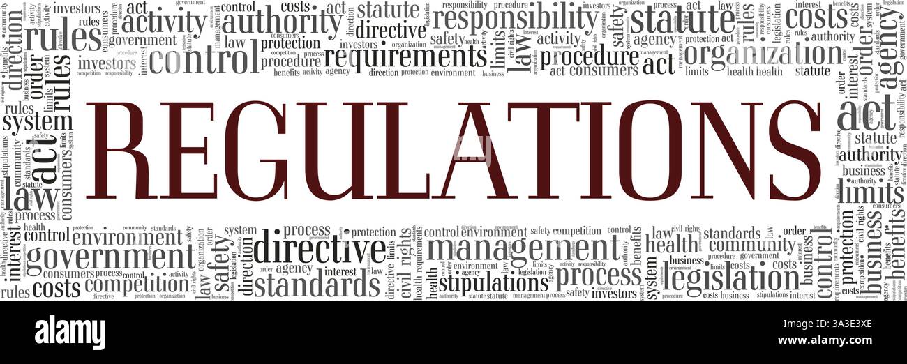 Regulations vector illustration word cloud isolated on white background ...