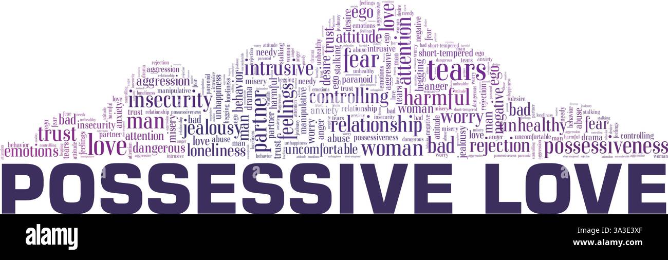 Possessive Love vector illustration word cloud isolated on a white ...
