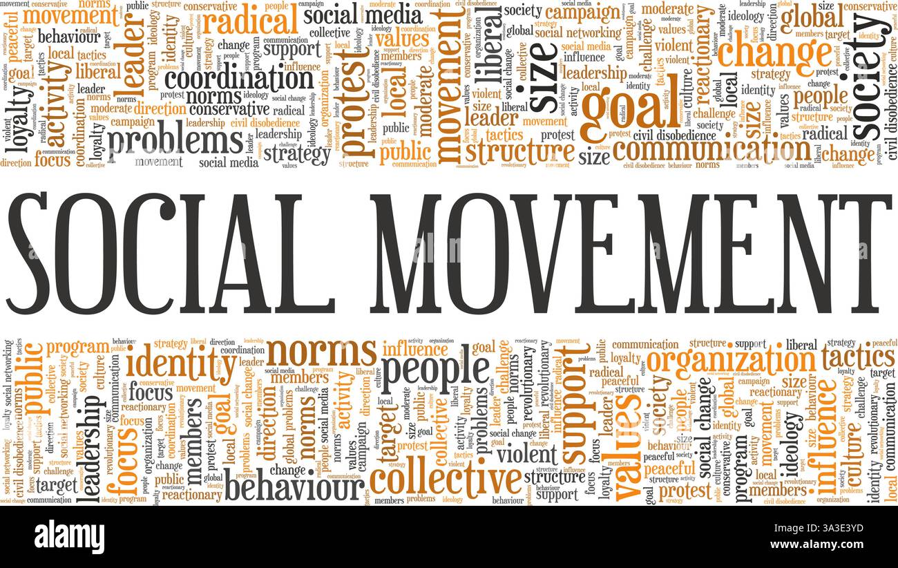 Social Movement vector illustration word cloud isolated on a white ...