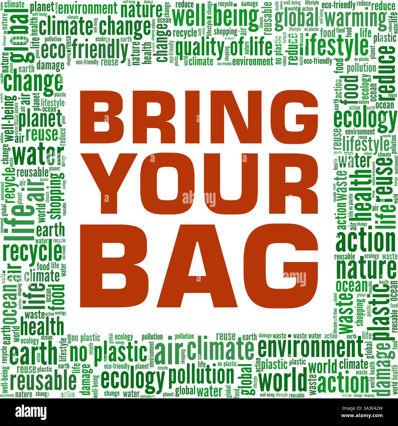 Bring Your Bag - Environment Awareness vector illustration word cloud ...