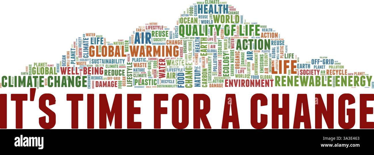 It's Time For a Change - Ecology and Climate Change Awareness vector ...