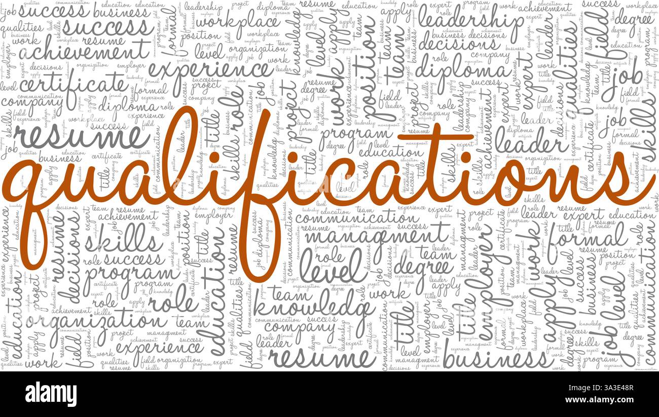 Qualifications vector illustration word cloud isolated on white ...