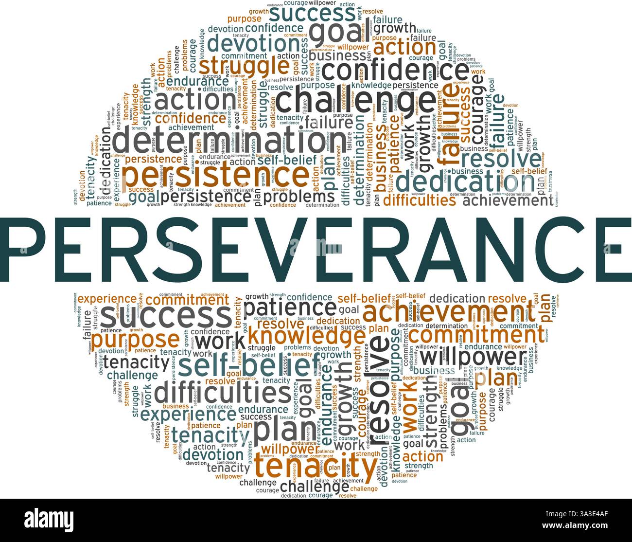 Perseverance vector illustration word cloud isolated on white ...