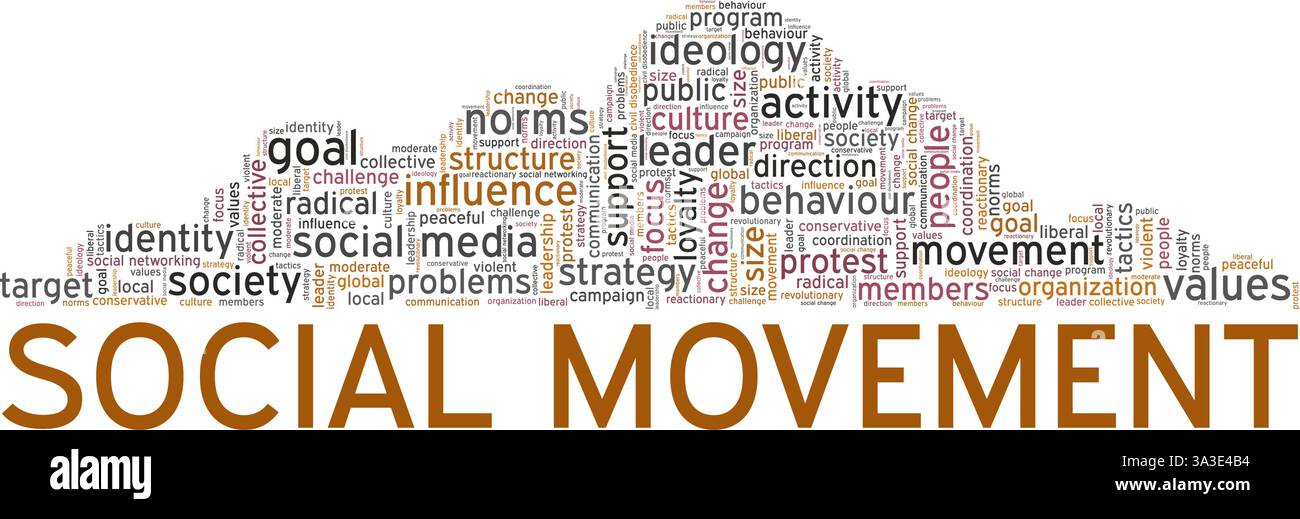 Social Movement vector illustration word cloud isolated on a white ...