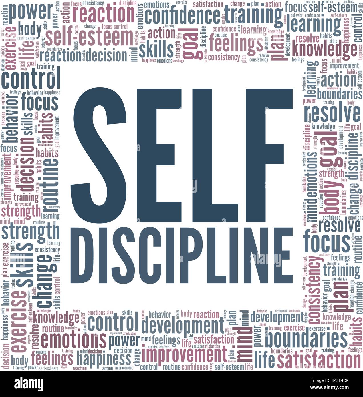 Self-Discipline vector illustration word cloud isolated on a white ...