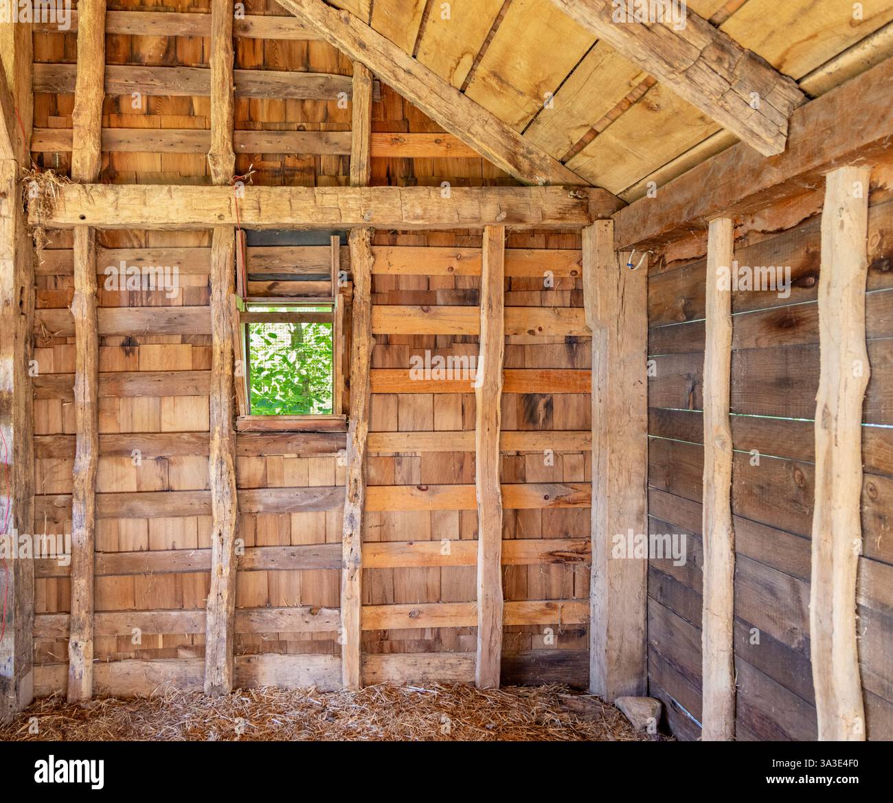 section of an interior of an old wooden barn Stock Photo - Alamy