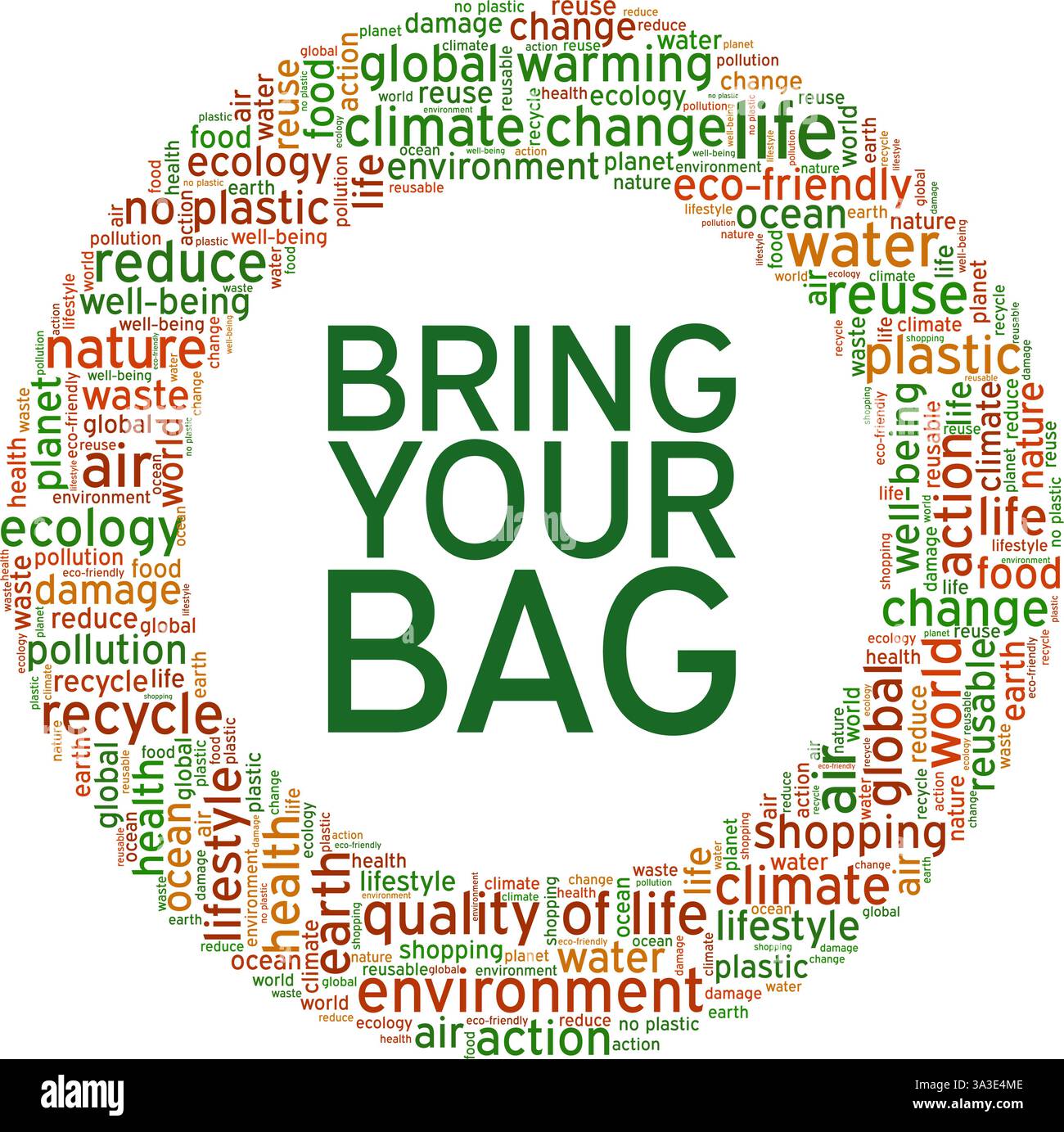 Bring Your Bag - Environment Awareness vector illustration word cloud ...