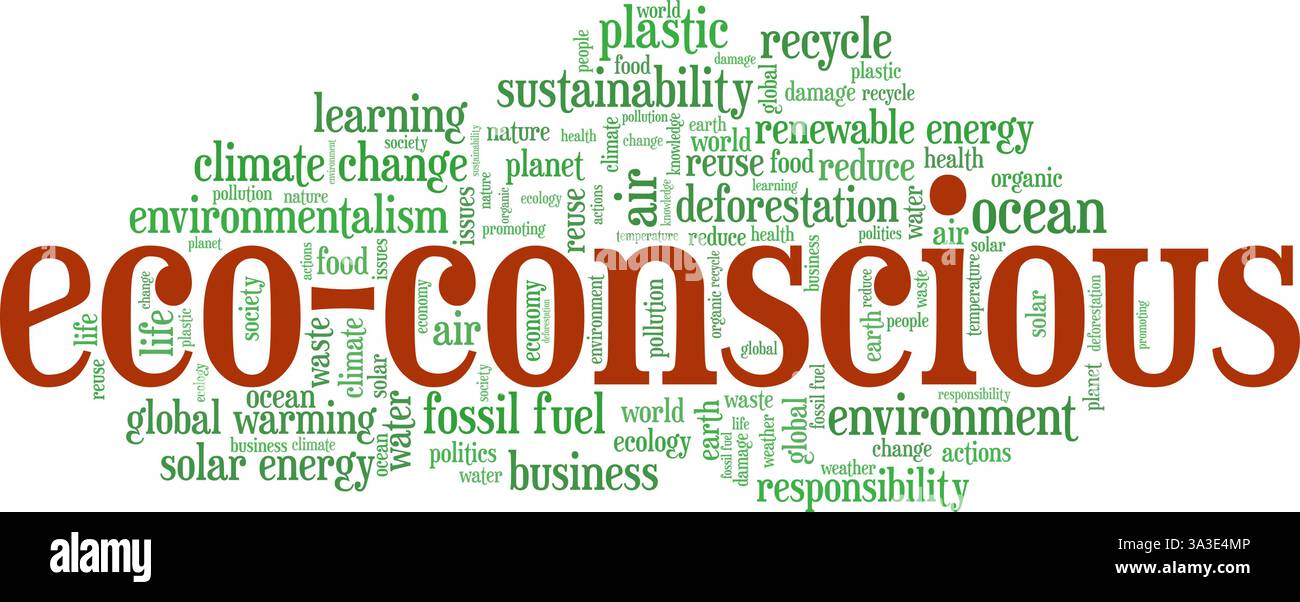 Eco Conscious - Environment Awareness vector illustration word cloud ...