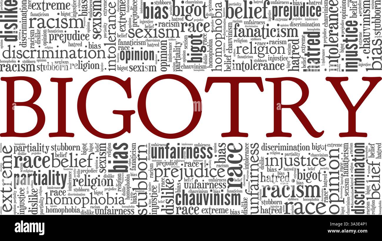 Bigotry vector illustration word cloud isolated on white background ...