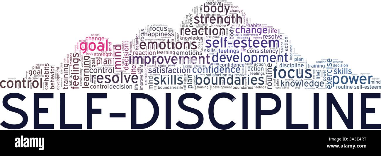 Self-Discipline vector illustration word cloud isolated on a white background Stock Vector Image ...