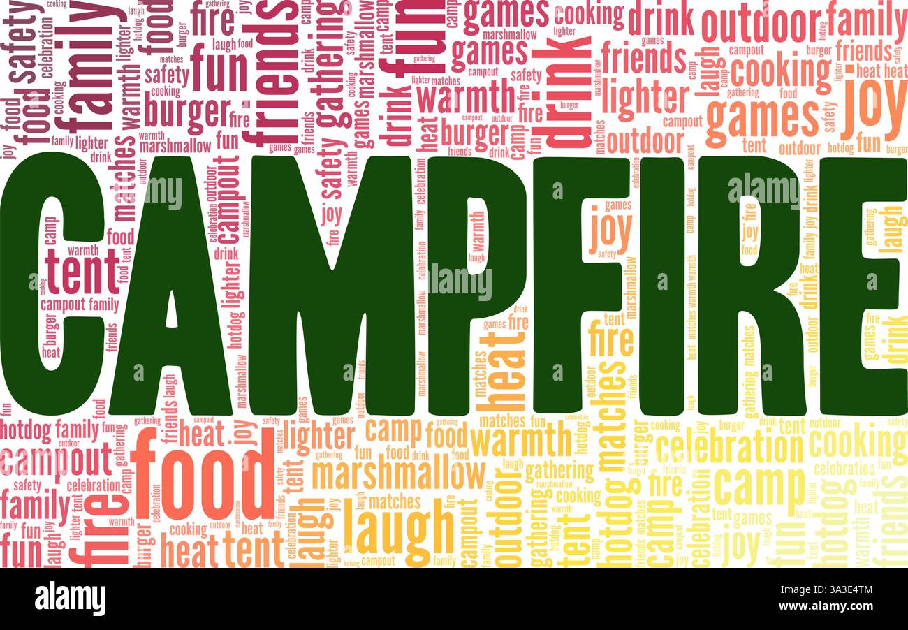 Campfire vector illustration word cloud isolated on white background ...