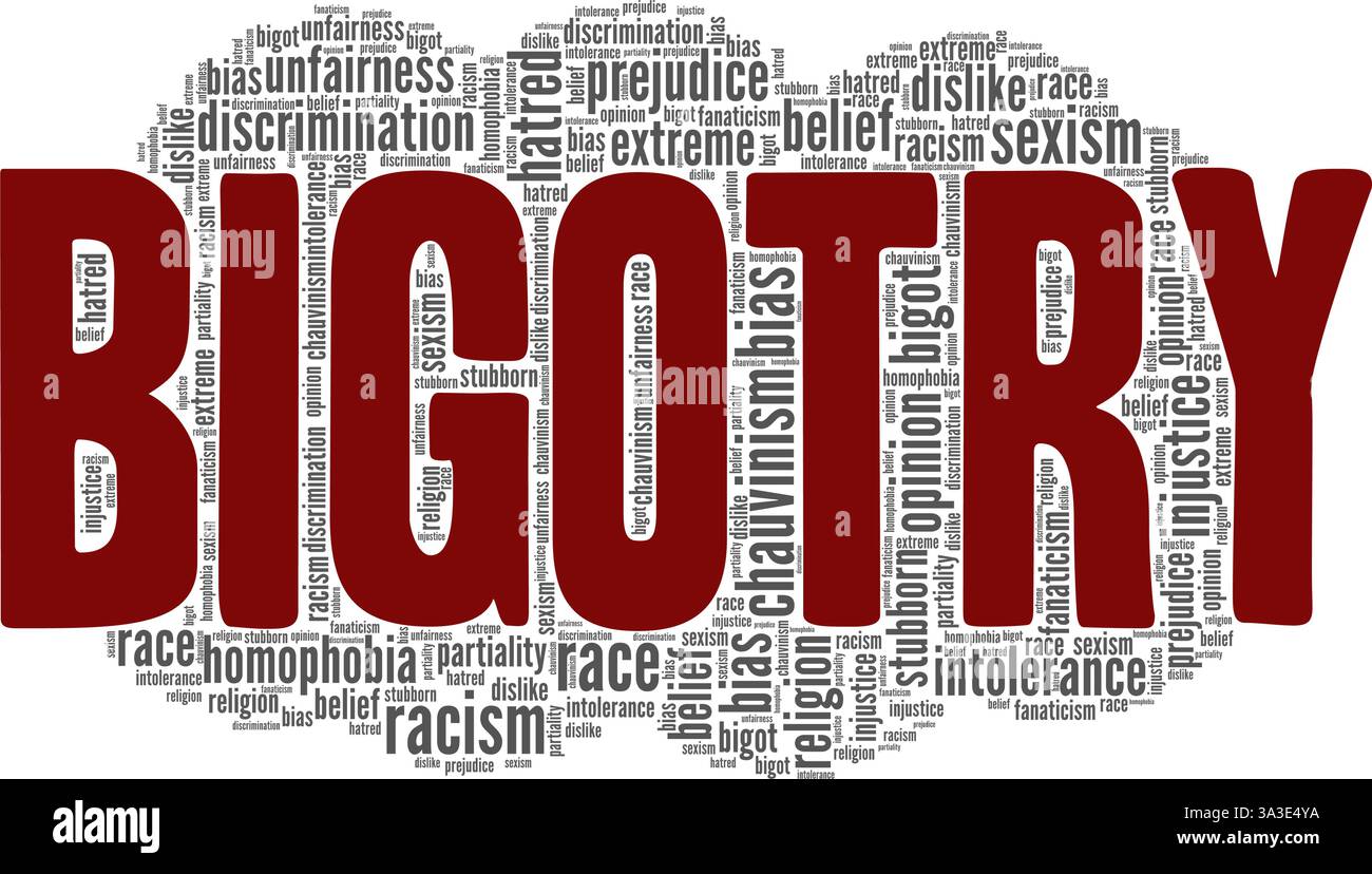 Bigotry vector illustration word cloud isolated on white background ...