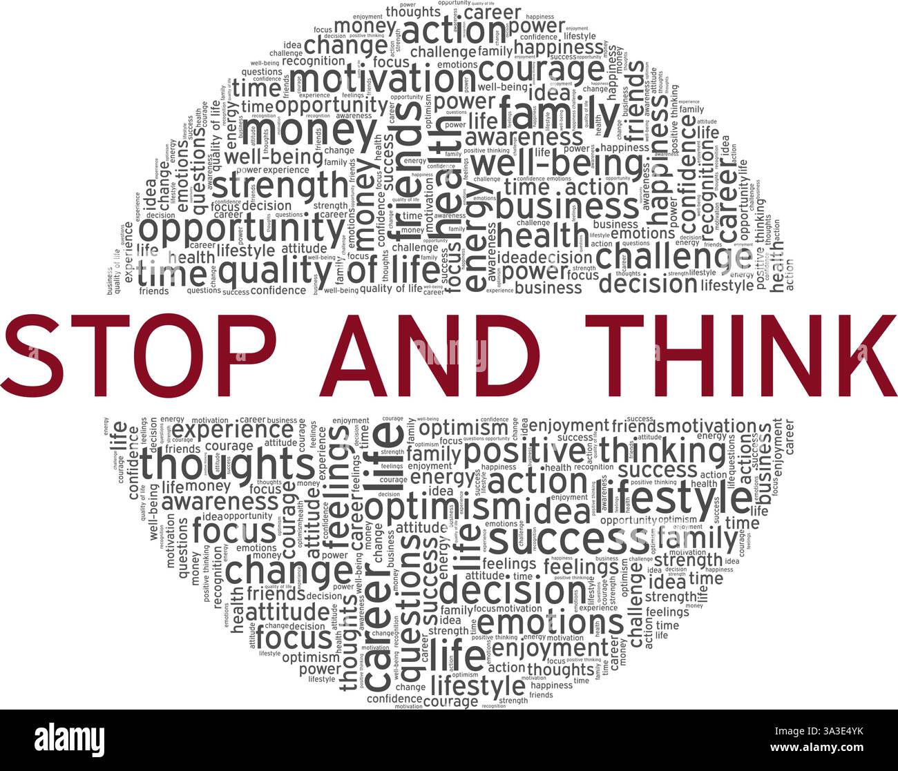 Stop and Think vector illustration word cloud isolated on a white ...