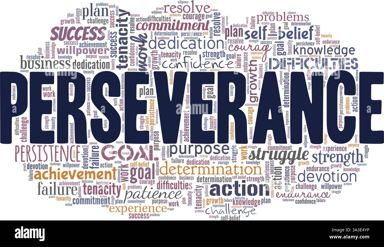 Perseverance vector illustration word cloud isolated on white ...