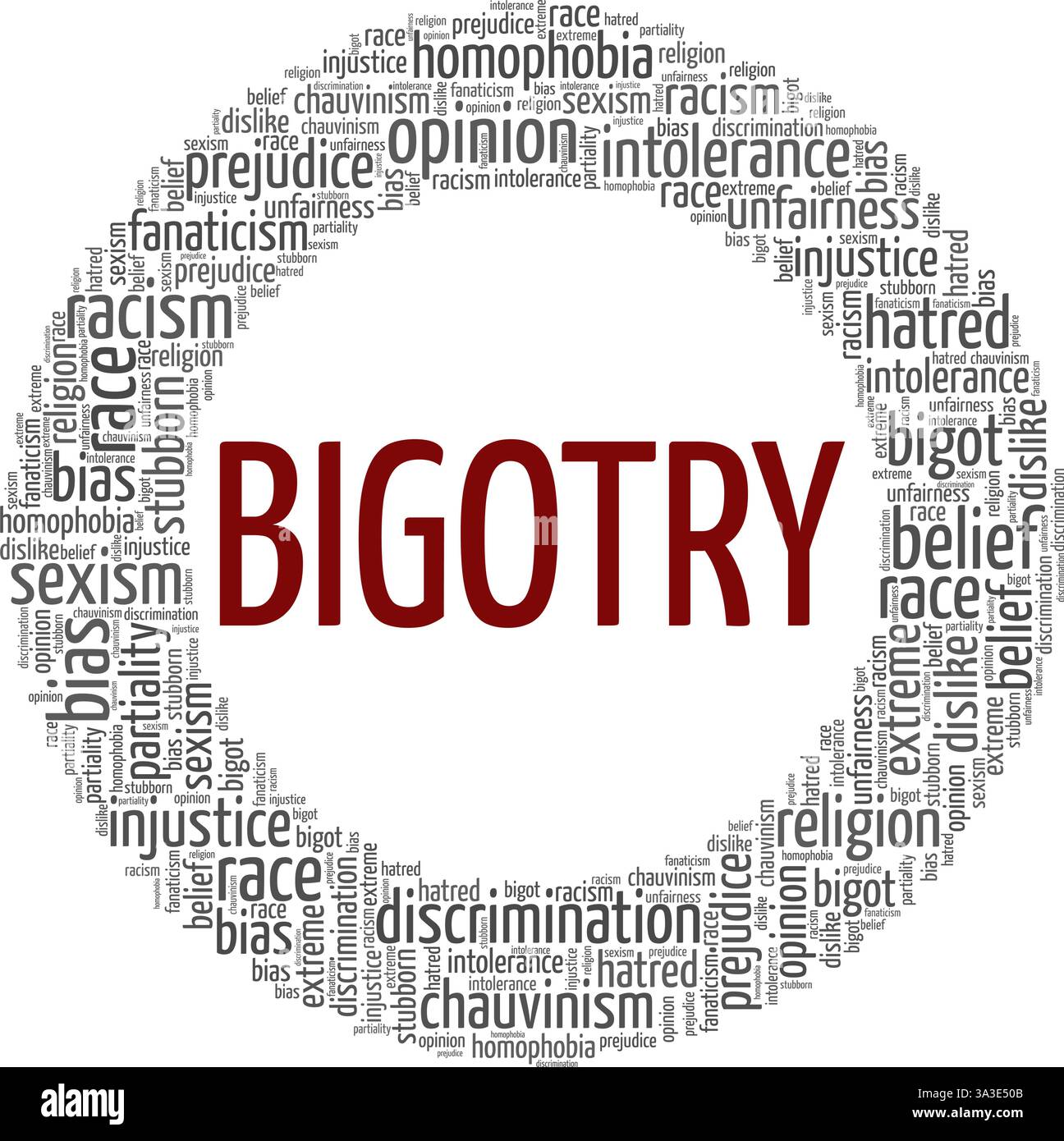 Bigotry vector illustration word cloud isolated on white background ...