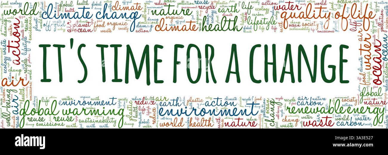 It's Time For a Change - Ecology and Climate Change Awareness vector ...