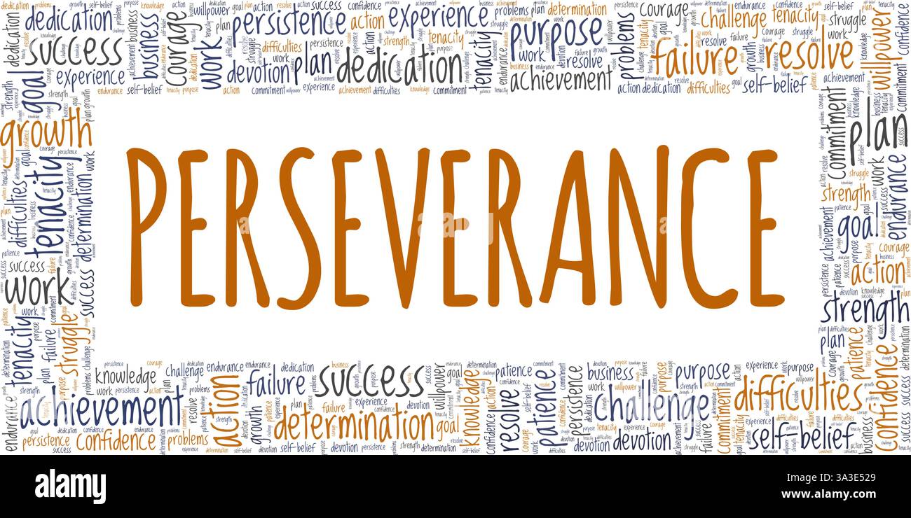 Perseverance vector illustration word cloud isolated on white ...