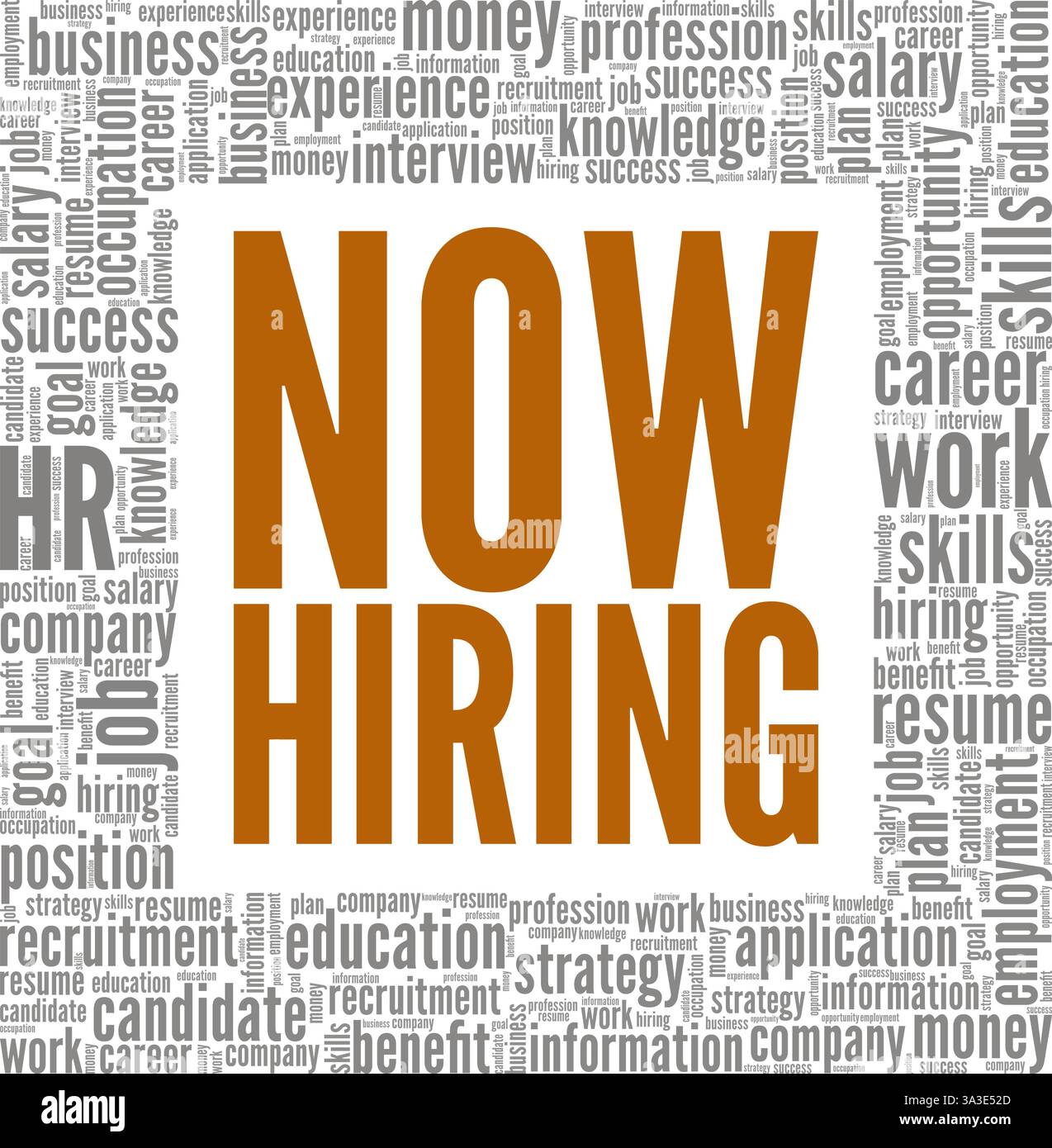 Now Hiring vector illustration word cloud isolated on white background ...