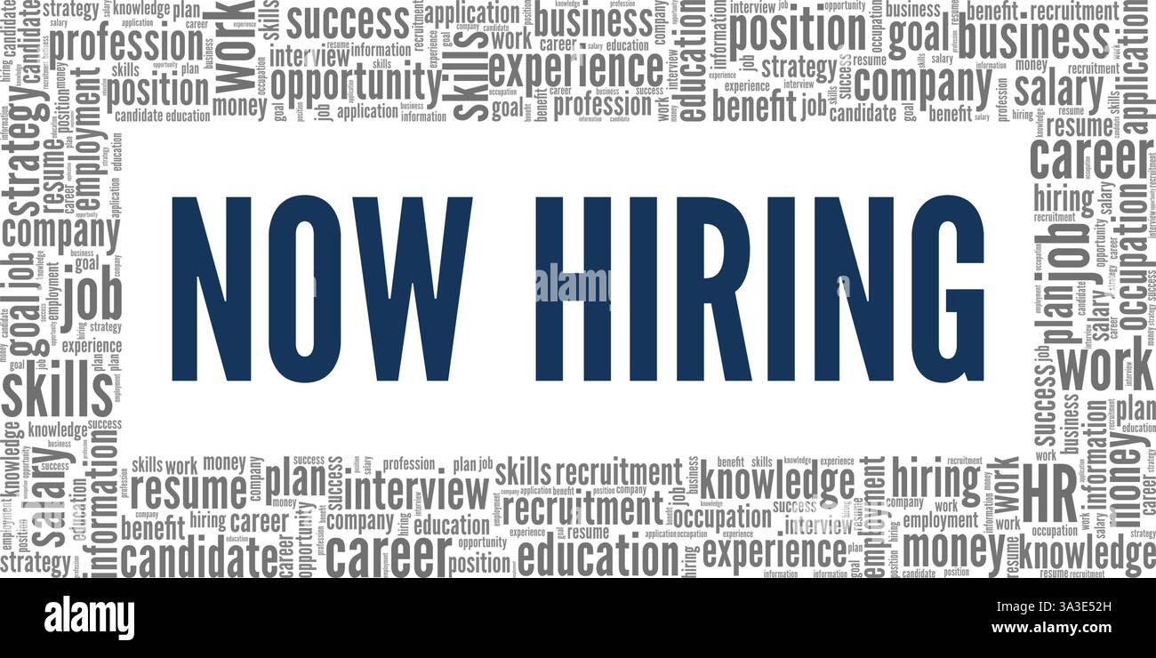 Now Hiring vector illustration word cloud isolated on white background ...