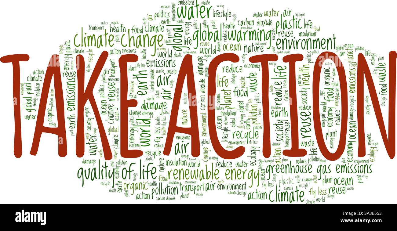 Take Action - Ecology vector illustration word cloud isolated on white ...