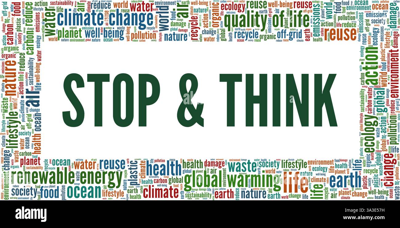 Stop and Think - Ecology and Environment illustration word cloud ...