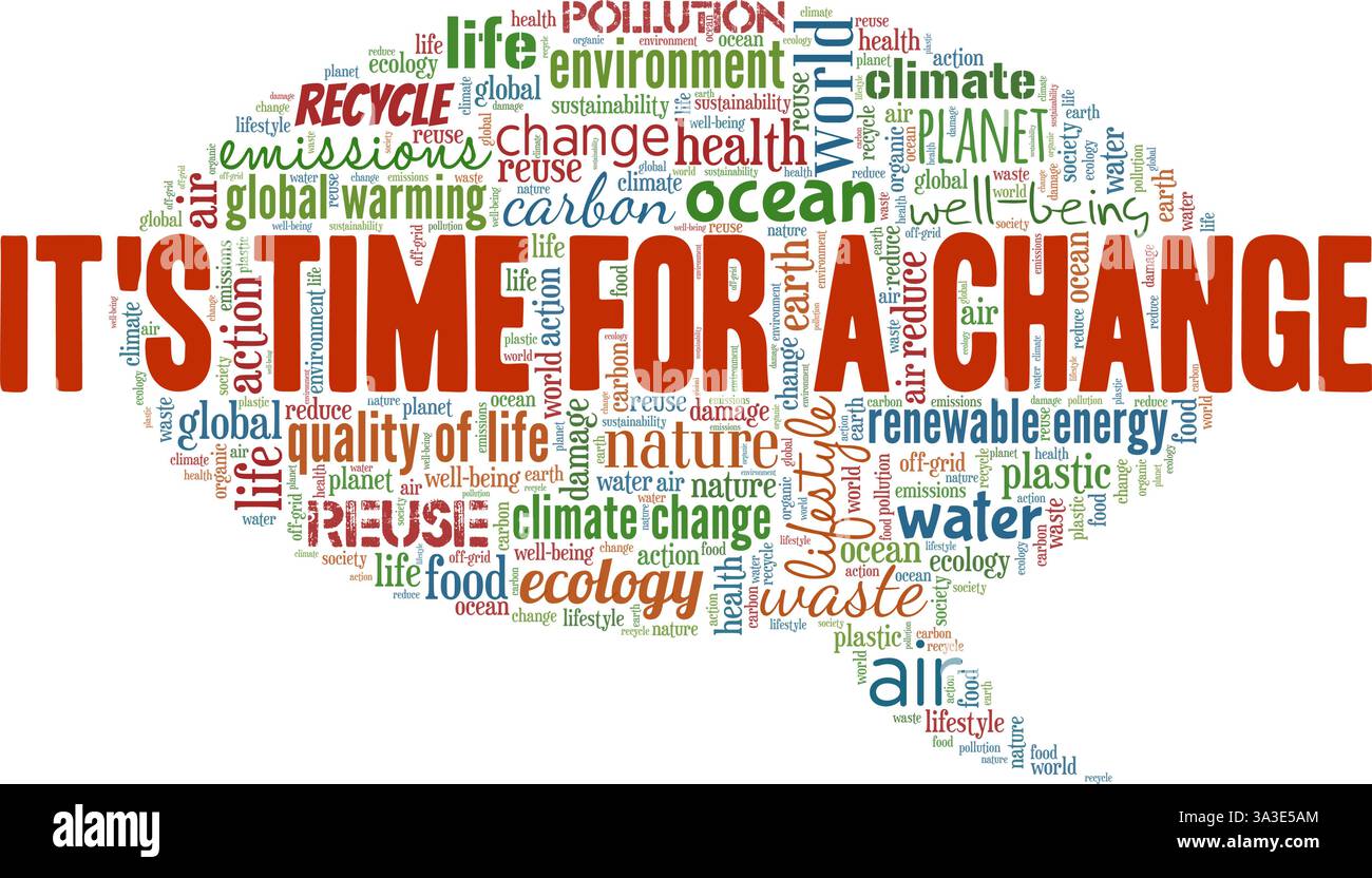 It's Time For a Change - Ecology and Climate Change Awareness vector ...