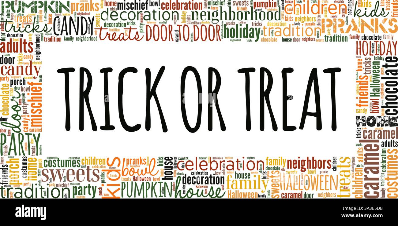 Trick or Treat - Halloween vector illustration word cloud isolated on ...