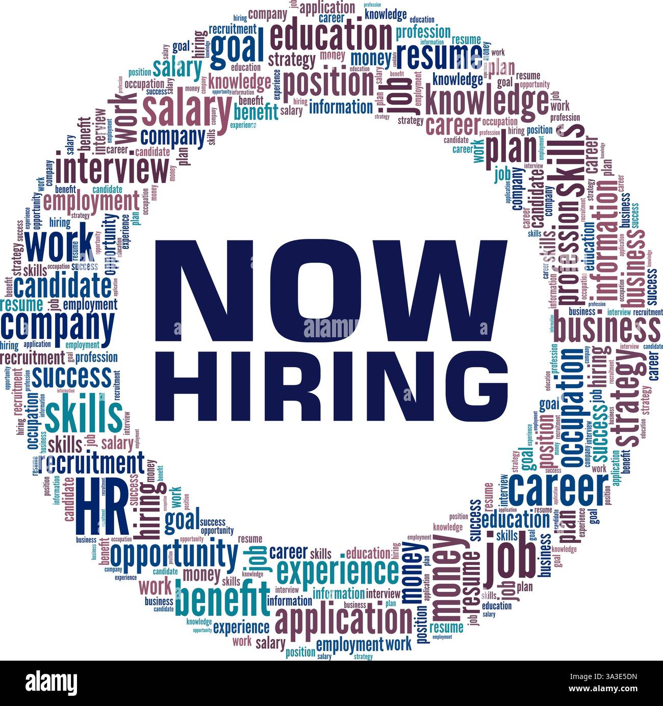 Now Hiring vector illustration word cloud isolated on white background ...