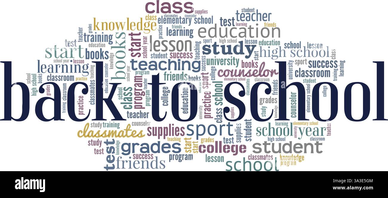 Back to School vector illustration word cloud isolated on white ...