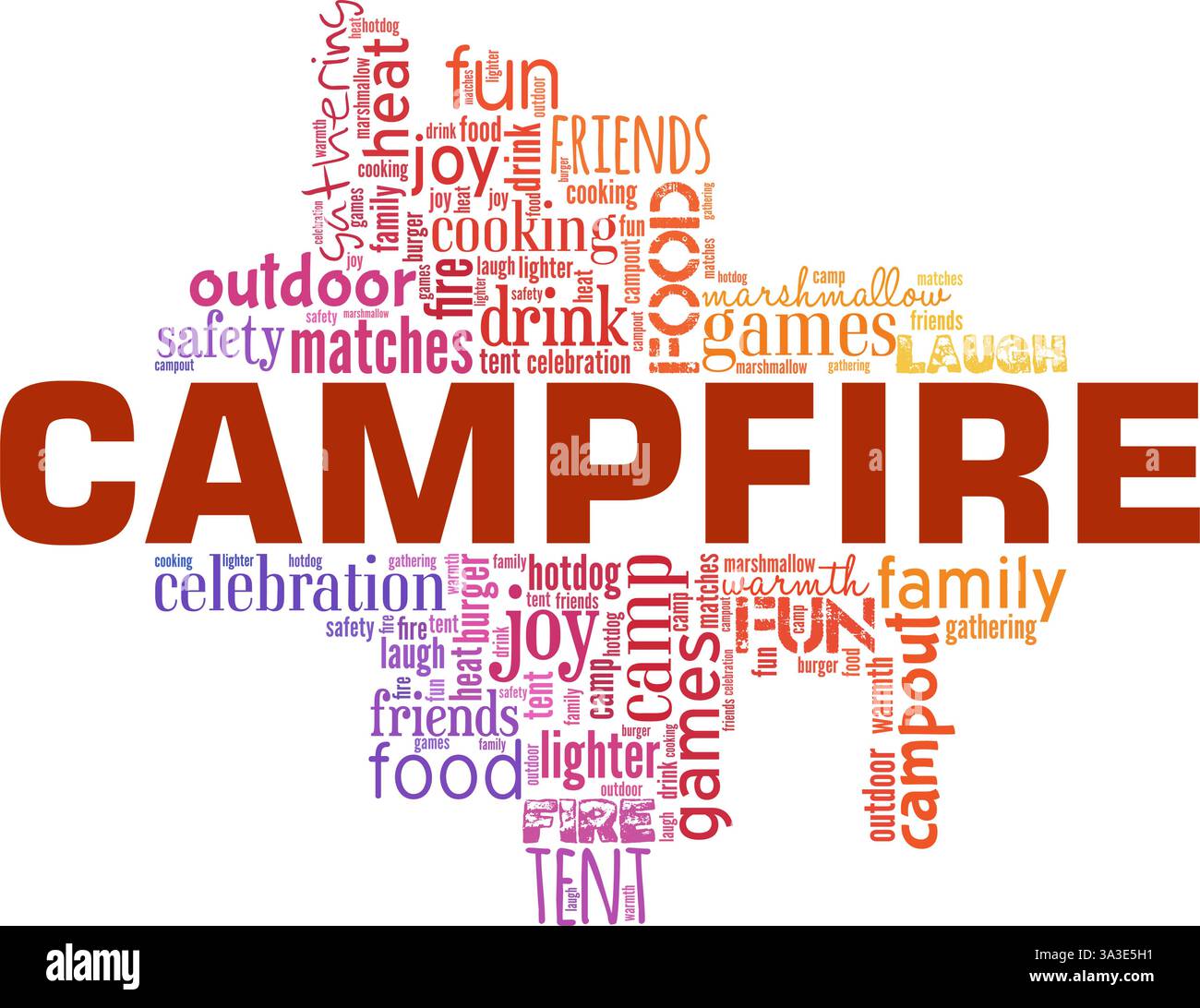 Campfire vector illustration word cloud isolated on white background ...