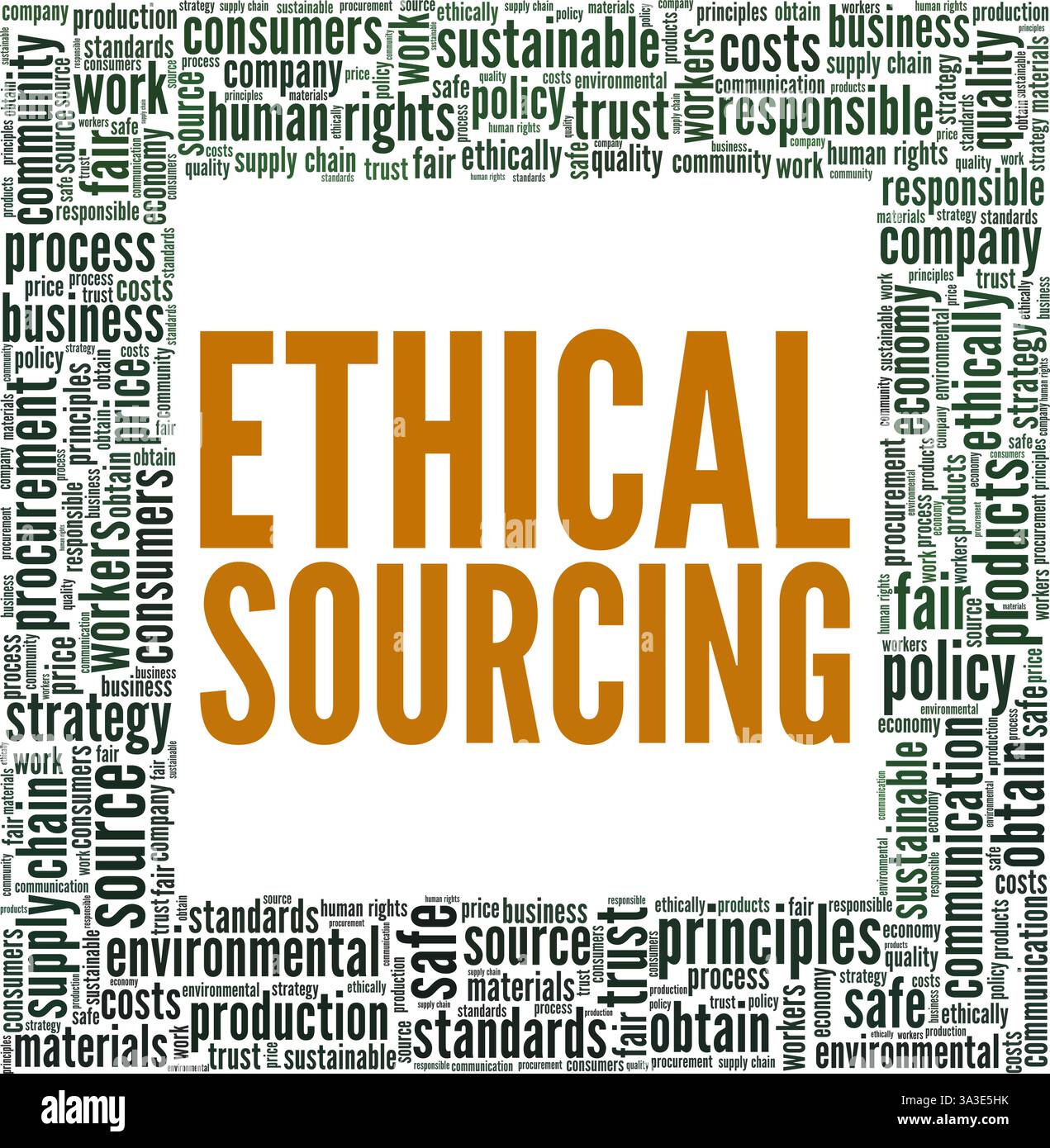 Ethical Sourcing vector illustration word cloud isolated on white background Stock Vector Image ...