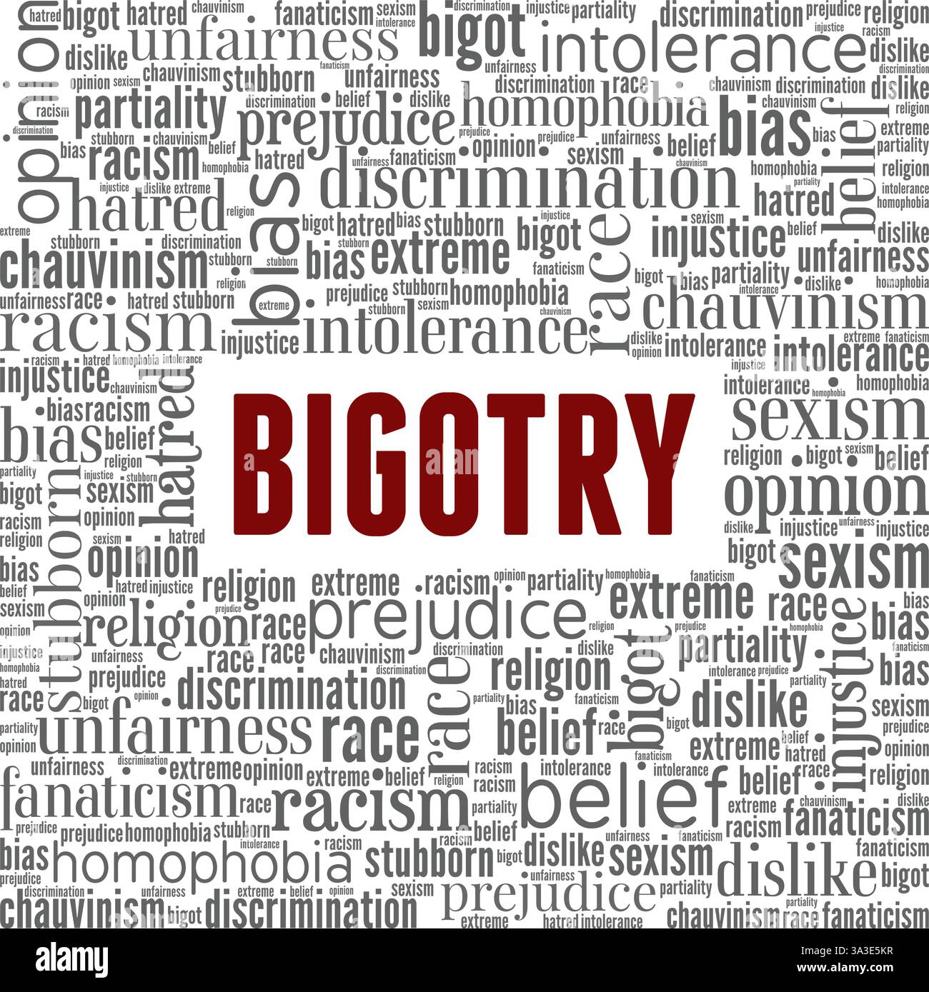 Bigotry vector illustration word cloud isolated on white background ...