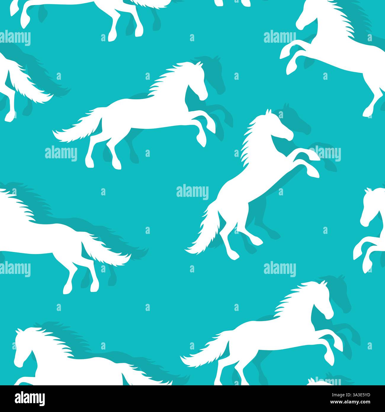 Animal seamless pattern with cartoon horses on color background. Cute ...