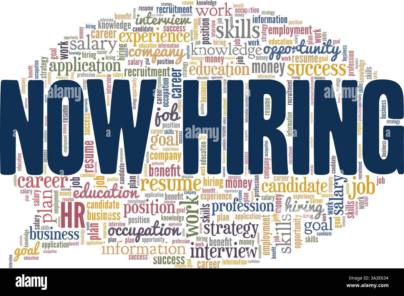 Now Hiring vector illustration word cloud isolated on white background ...