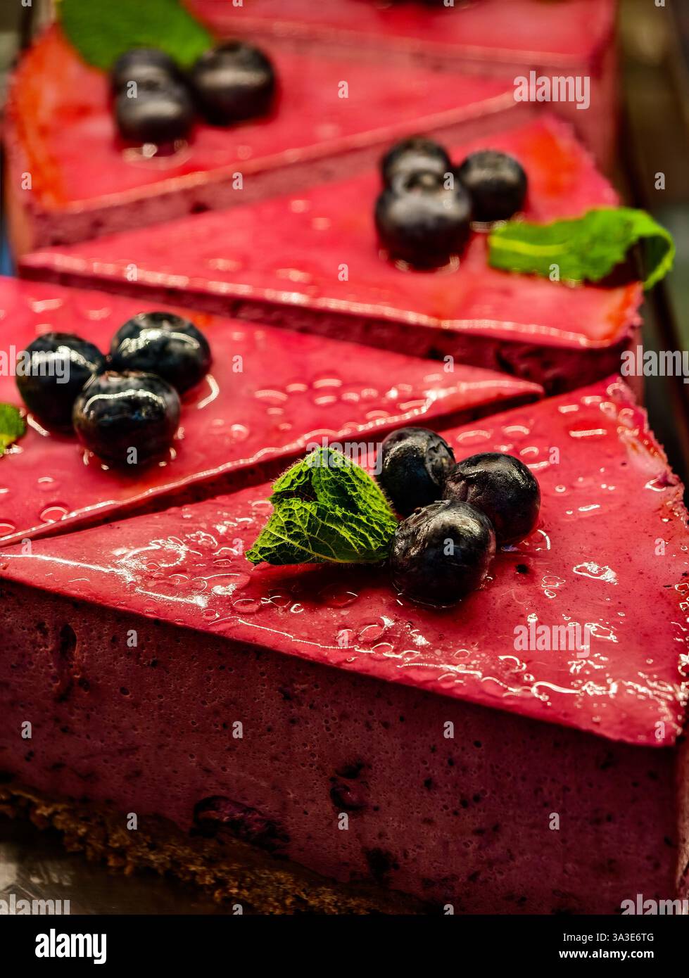 Berry Mousse Cake Fresh Blueberries Mirror Glaze Professional Dessert ...